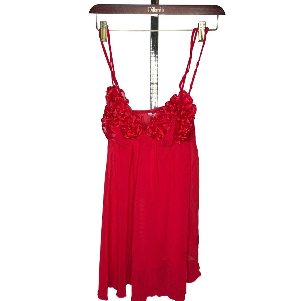 Victorias Secret Large Red Chemise Sexy Slip Babydoll - Gem